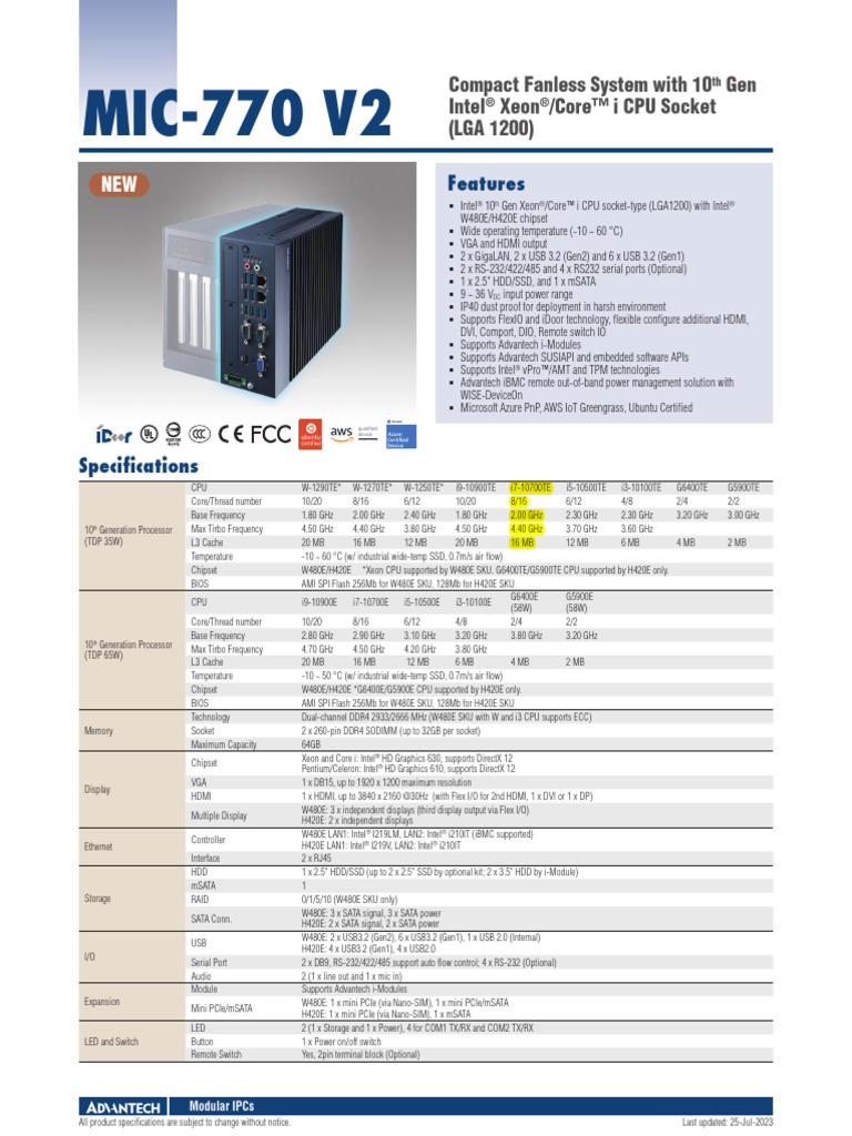 Mic 770 V2 - DS (072523) 20230801132011 | PDF | Computer Science | Office Equipment