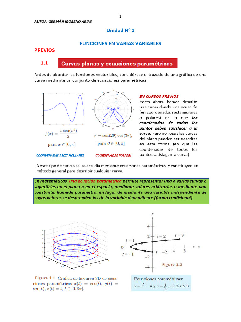 Curvas y Ecuaciones Paramétricas | PDF | Variable (Matemáticas ...
