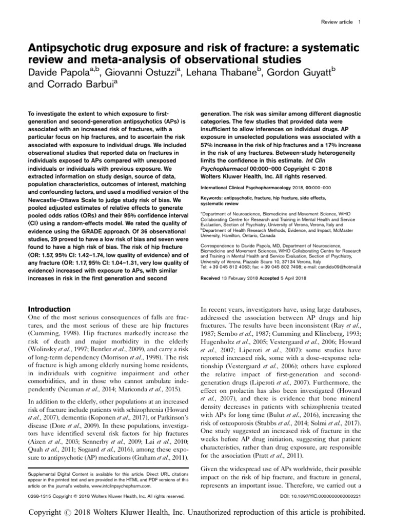 Papola 2018 | PDF | Cohort Study | Meta Analysis
