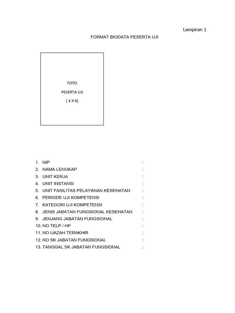 Lampiran Juknis Ukom (Form Biodata Dan Lain Lain) | PDF