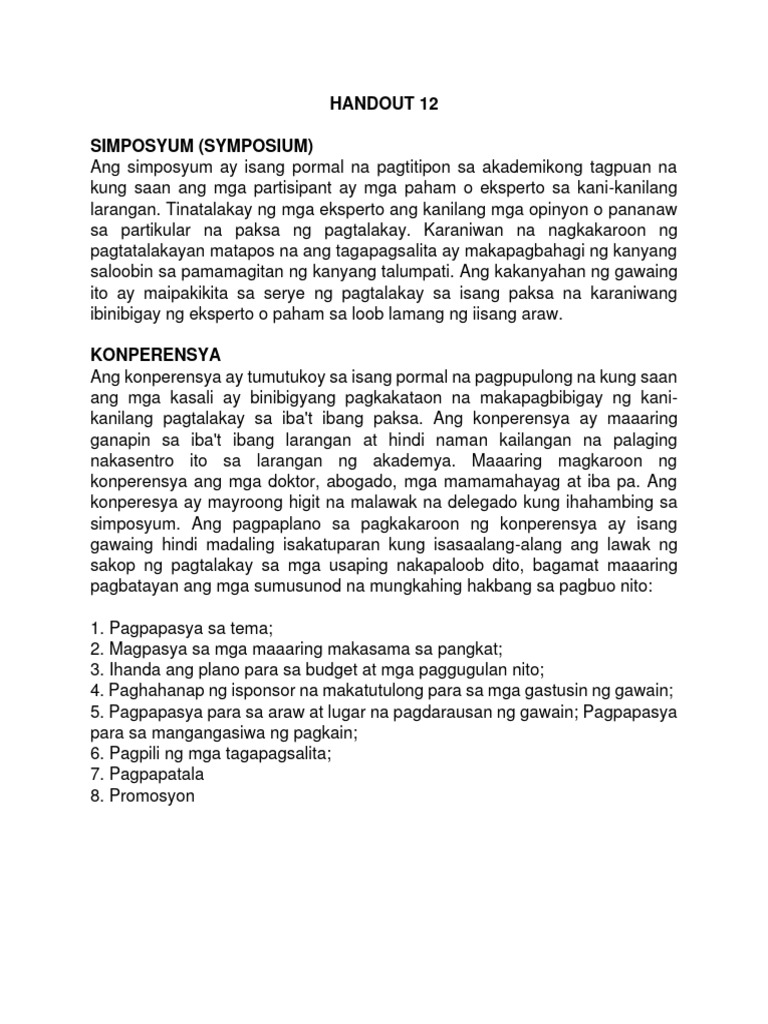 Handout 12 Simposyum (Symposium) | PDF