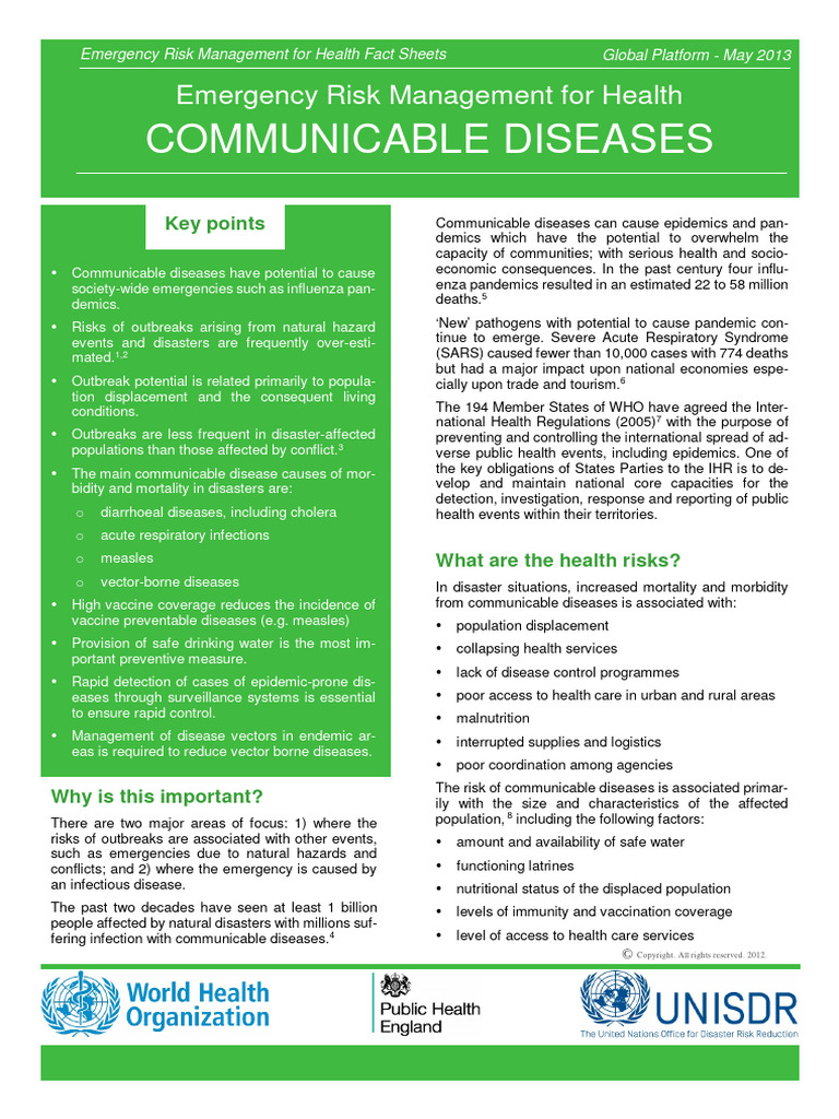 Information Sheet Communicable Diseases | PDF | Infection | Epidemics