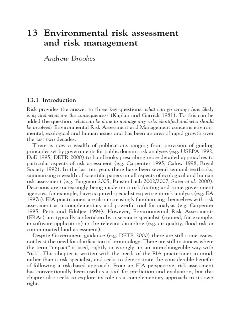 Environmental Risk Assessment Overview | PDF | Risk | Environmental ...