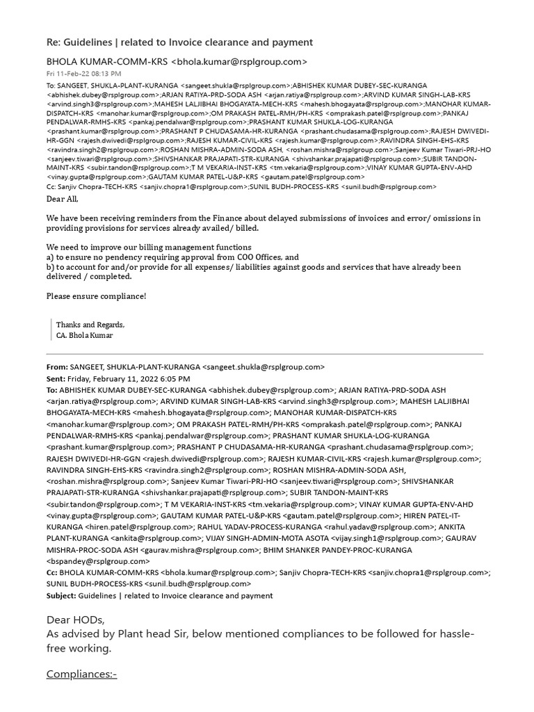 Invoice Clearance and Payment Guidelines | PDF