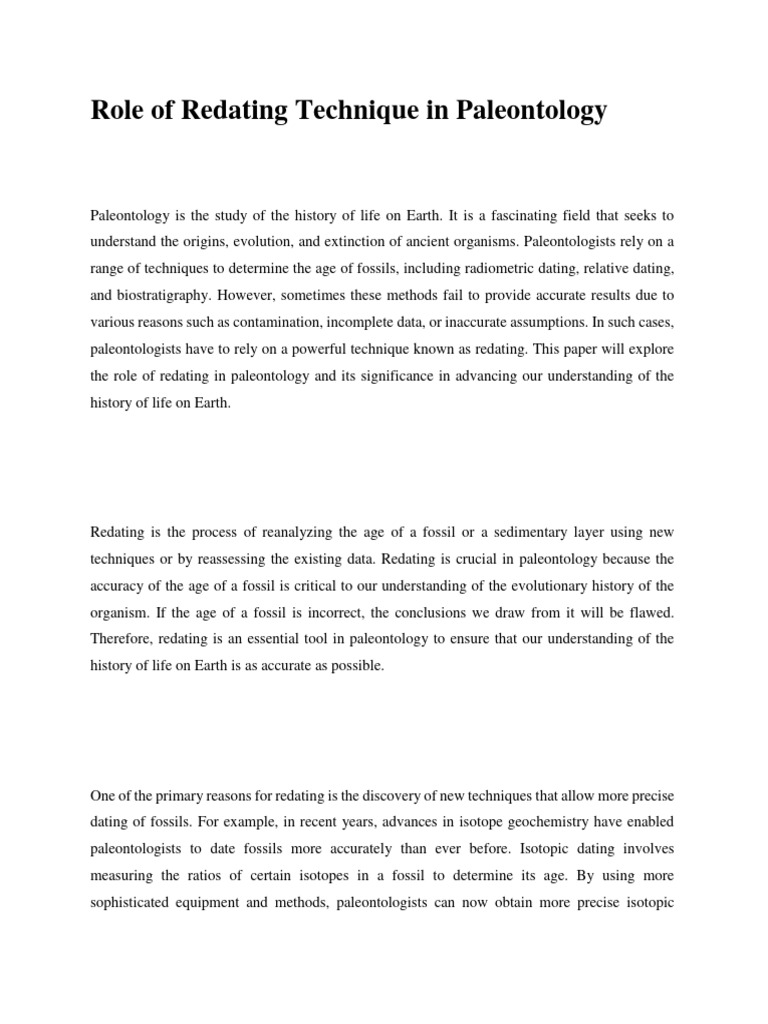 Role of Redating Technique in Paleontology | PDF | Paleontology | Fossil