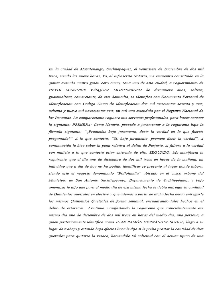 Acta Notarial de Caso JUAN RAMON HERNANDEZ SUHUL Explicando Confusion ...