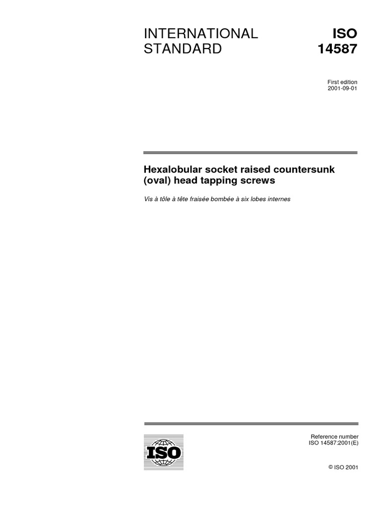 TS EN ISO 14587 Screw Standard | PDF | Screw | International ...