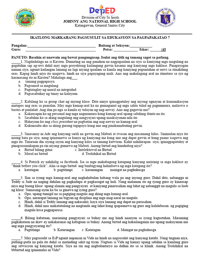 Esp Third Quarter | PDF