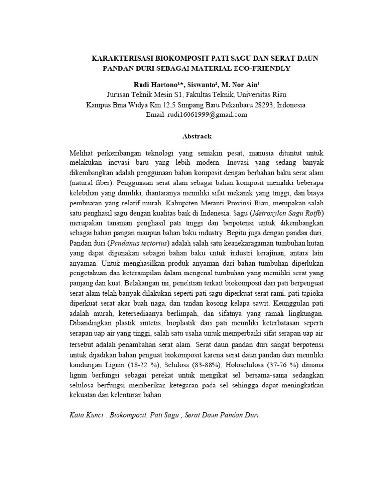 Biokomposit Pati Sagu dan Serat Pandan Duri | PDF | Sains & Matematika