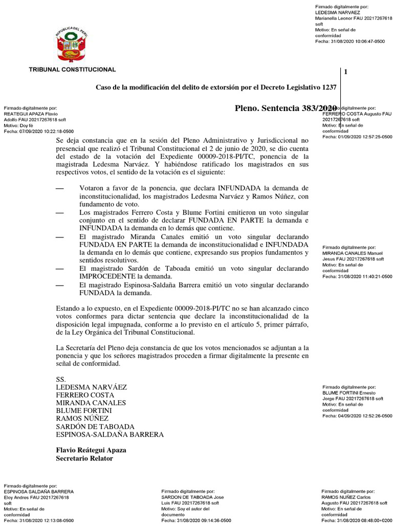9-2018-PI-TC.. Contra El D. Leg. 1237 (Que Modifica El Art. 202 Del Cod. Penal) | PDF | Derecho ...