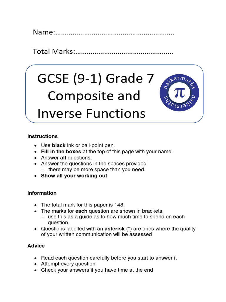 Composite and Inverse Functions | PDF | Function (Mathematics) | Elementary Mathematics