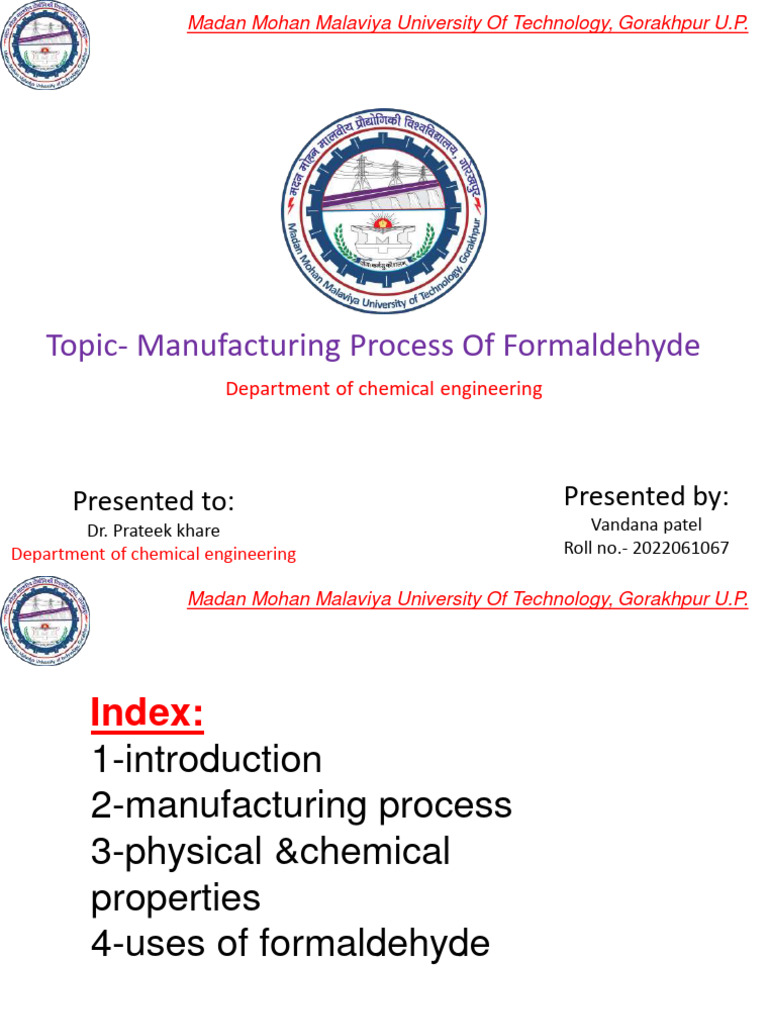 Formaldehyde | PDF | Methanol | Hydrogen