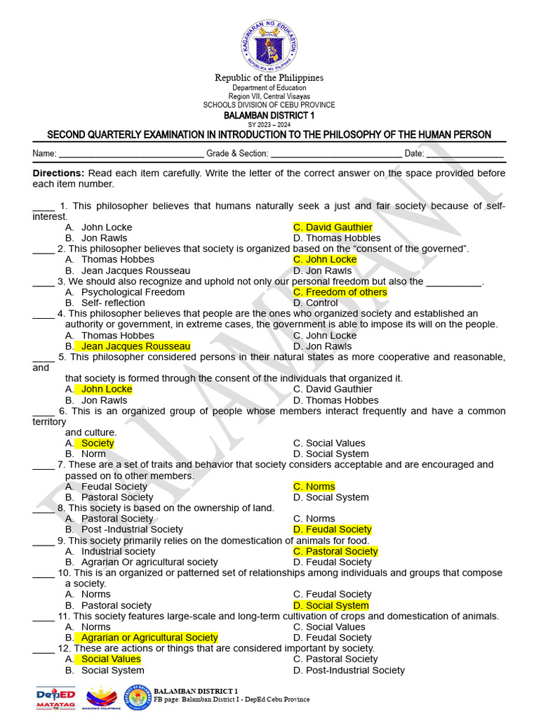 Philosophy Final Draft For District-Wide Exams | PDF | Society | Free Will
