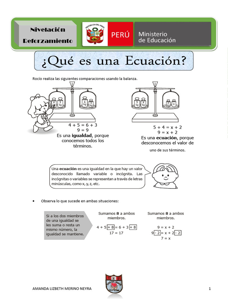Ecuación - Imprimir Tercero Primaria | PDF | Ecuaciones | Variable ...