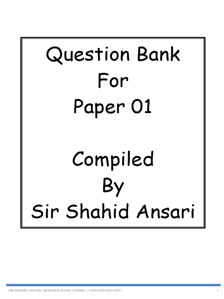 Question Bank For Paper 1 Updated Till 2022 Nov. | PDF | Prophets And ...