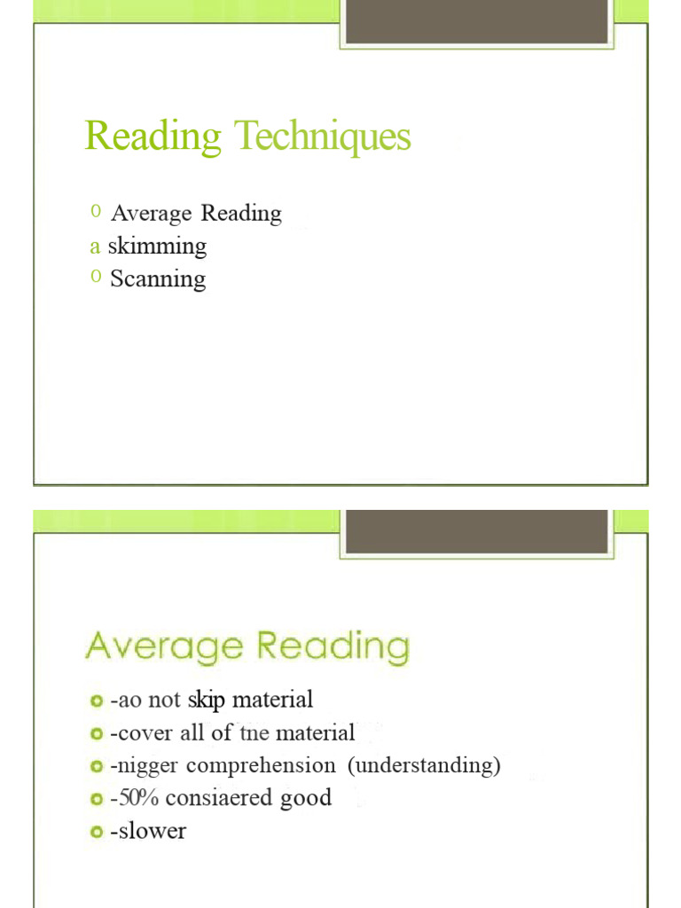 Reading Techniques Skimming Vs Scanning | PDF | Human Communication ...