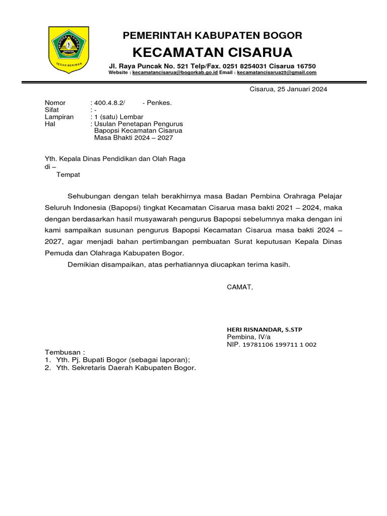 Surat Bapopsi Cisarua | PDF