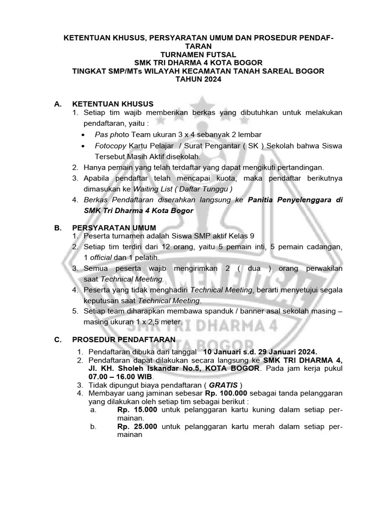 Formulir Futsal TD4 2024 | PDF