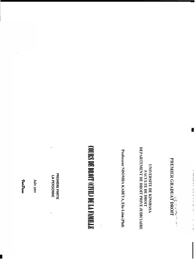 Droit Civil La Famille Du Prof Ndomba | PDF