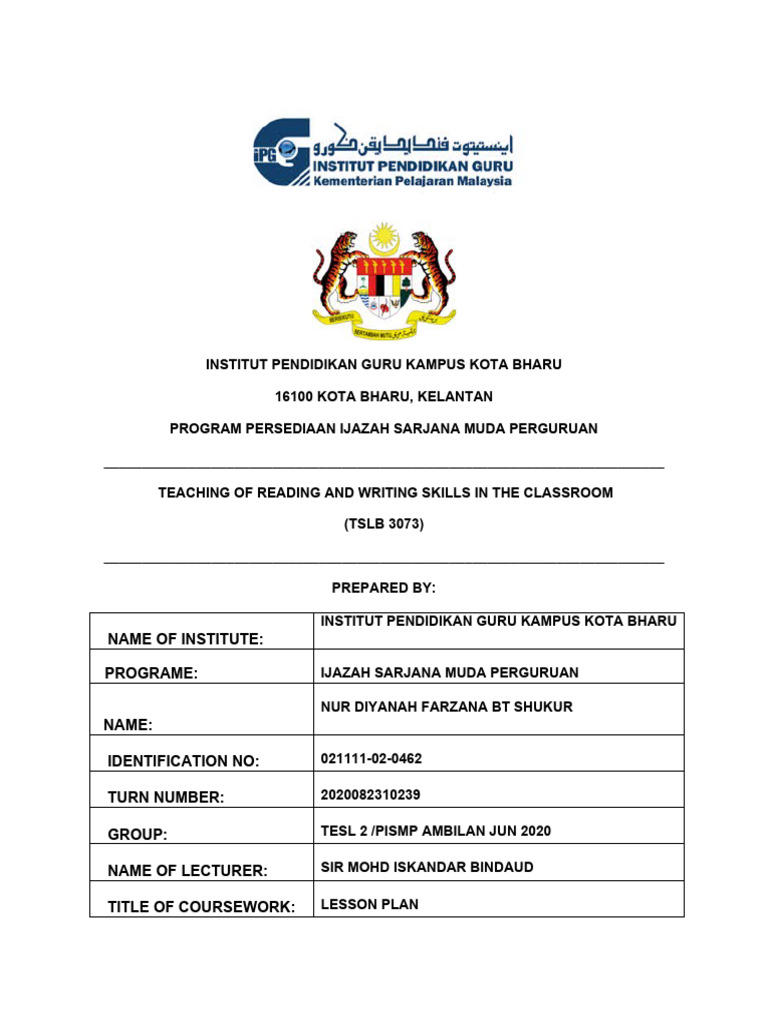 RPH FOR MR ISK Task 1 at 2 | PDF | Reading Comprehension | Question