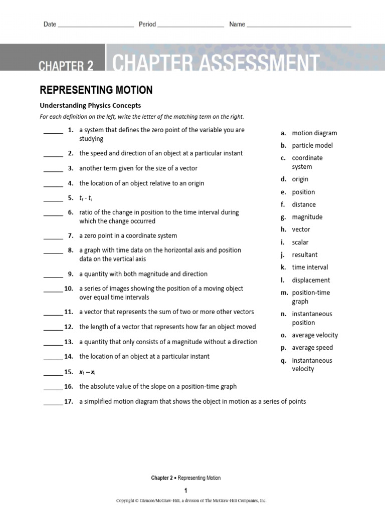 Chapter 2 Assessment - Representing - Motion 2 | PDF | Euclidean Vector ...