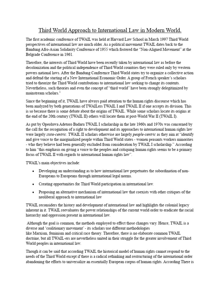 Third World Approach To International Law in Modern World | PDF ...