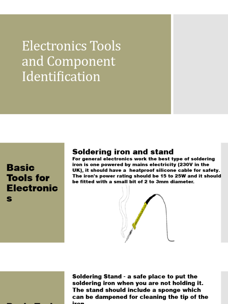 Electronics Tools and Components Identification | PDF | Soldering ...