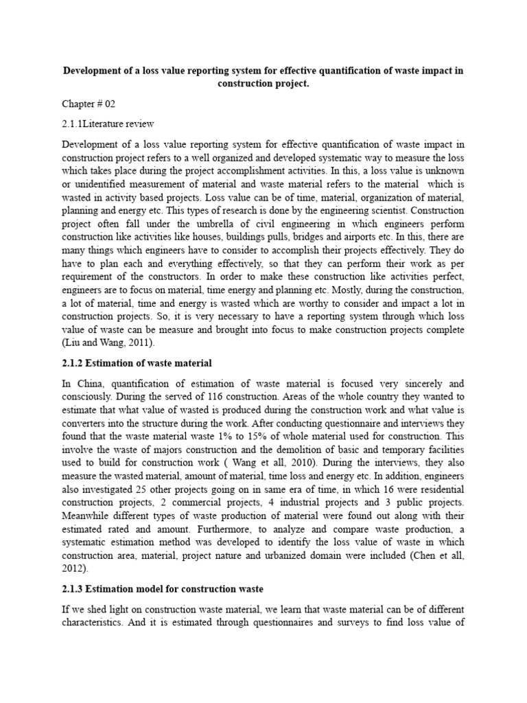 FYP Civil Engineering Project 2.0 | PDF | Waste | Information