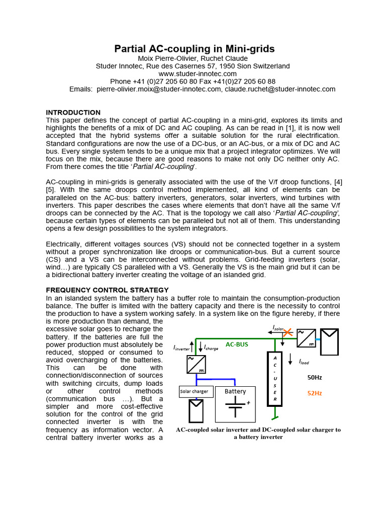 Partial Ac Coupling in Minigrids | PDF | Solar Power | Power Inverter