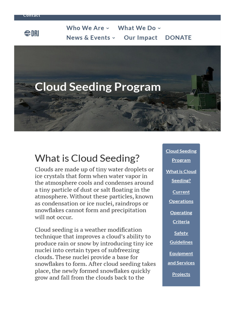 What Is Cloud Seeding? - DRI | PDF | Cloud | Ice
