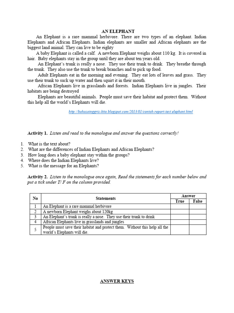 WORKSHEET | PDF | Elephant | Mammal Ecology