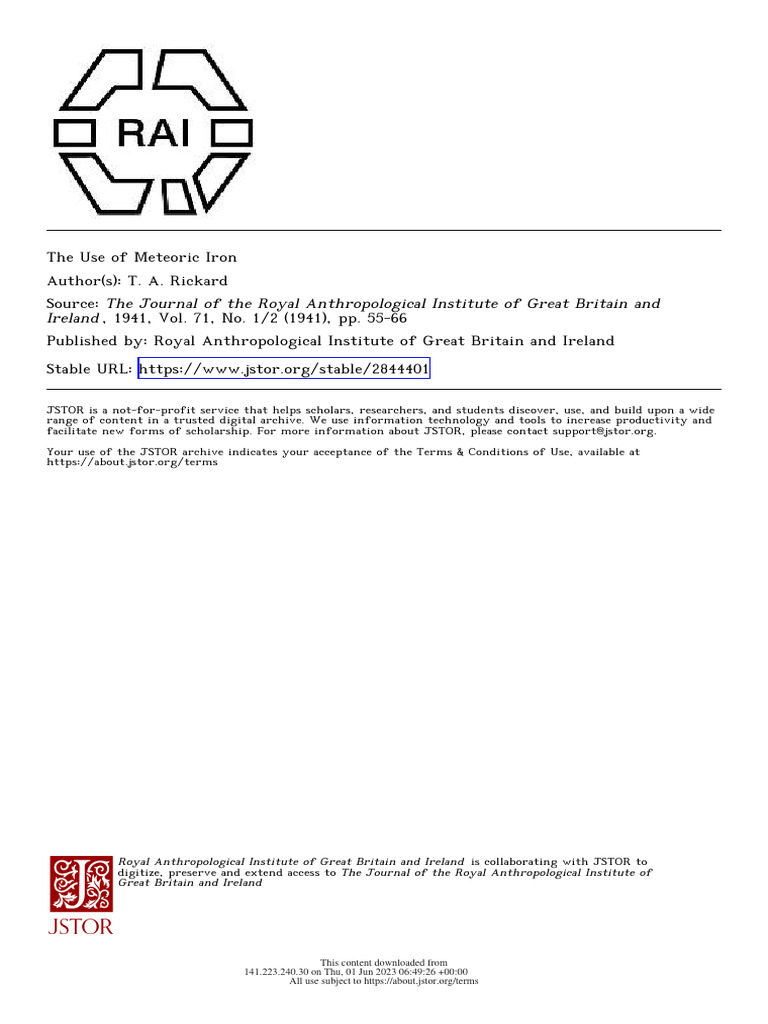 (1-13) The Use of Meteoric Iron 2844401 | PDF | Iron | Materials