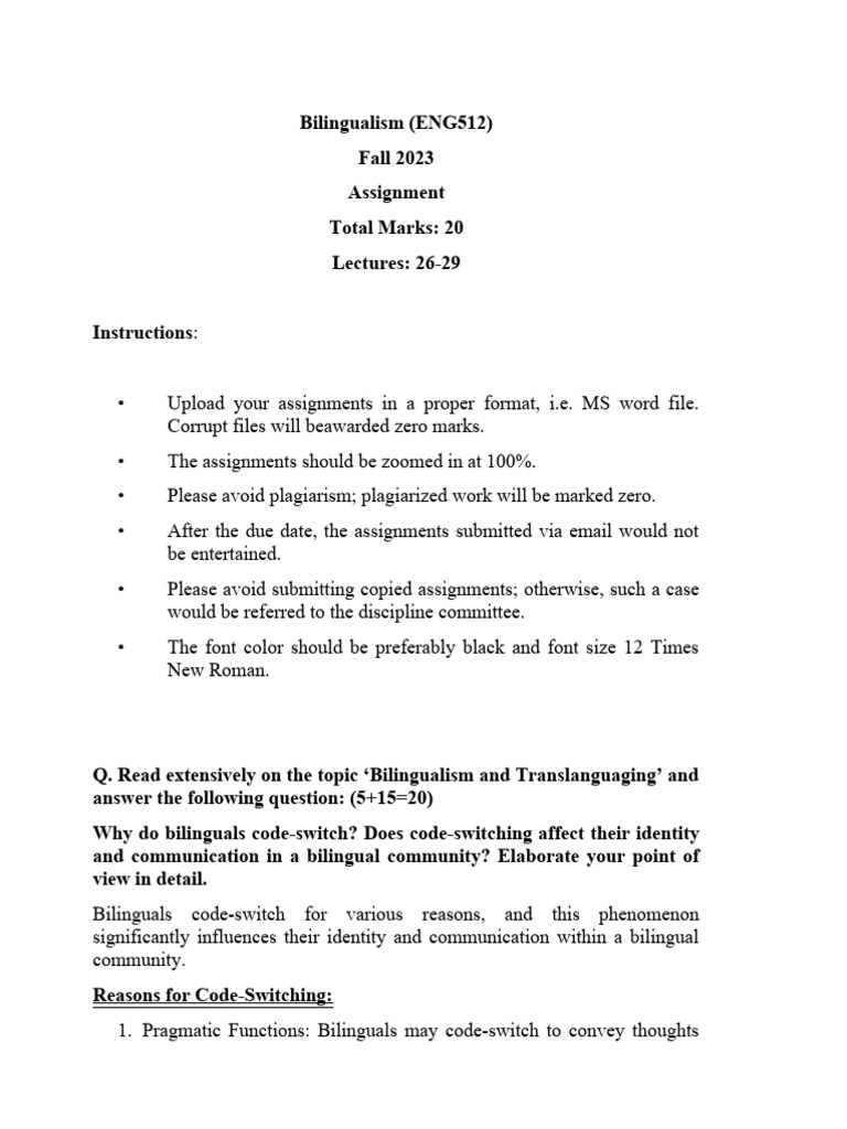 ENG512 Assignment Solution 2024 | PDF | Multilingualism | Communication