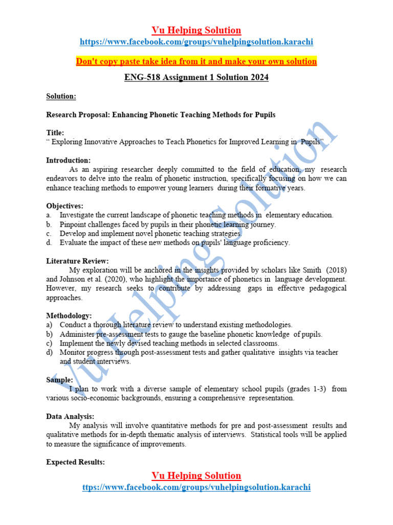 ENG518 Assignment 1 Solution 2024 | PDF | Methodology | Teaching Method