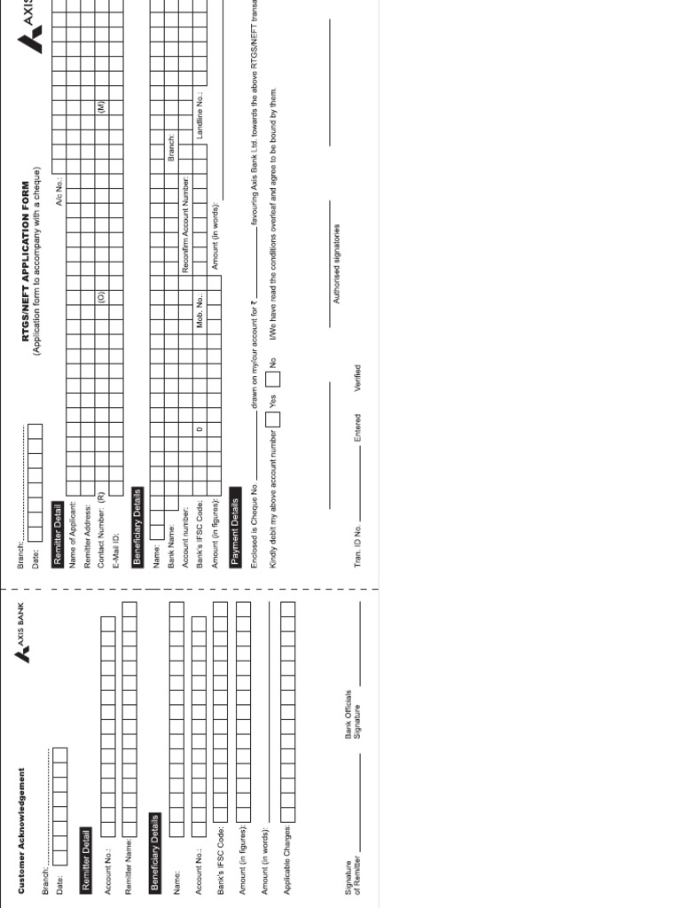 RTGS - NEFT Application Form - 25-01-2013 | PDF RTGS - NEFT Application Form - 25-01-2013 | PDF