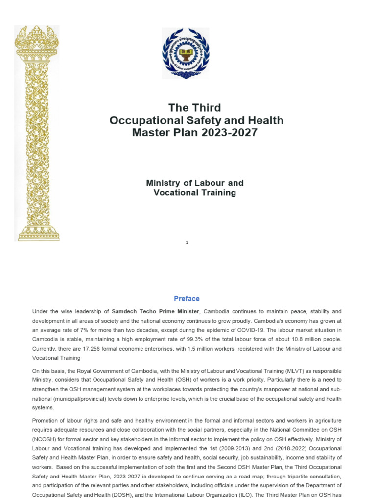 Cambodia 3rd Osh Master Plan 2023 2027 July 5 2023 | PDF | Occupational ...