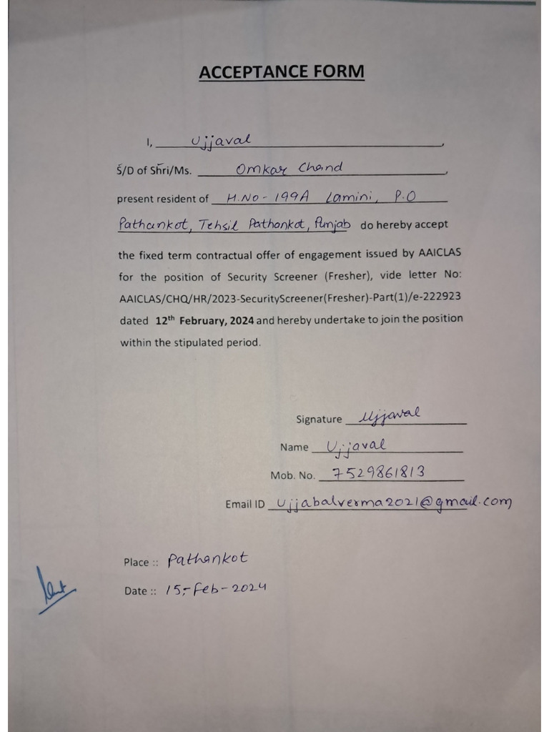 Acceptance Form | PDF