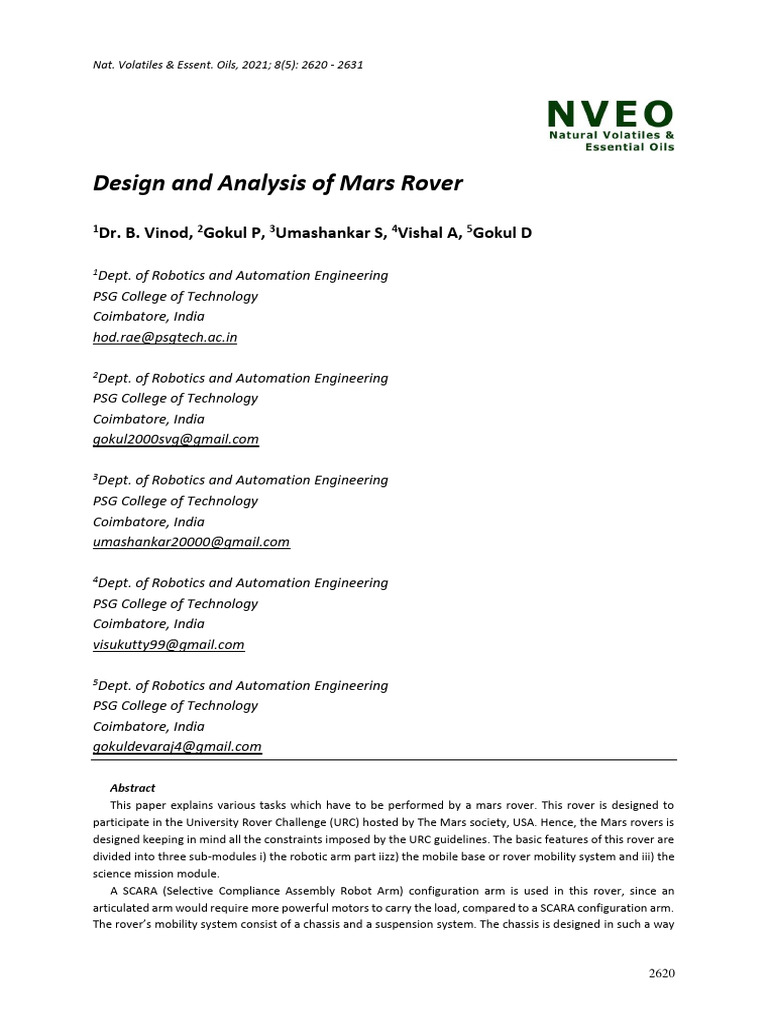 Mars Rover Design for URC Competition | PDF | Torque | Computational ...