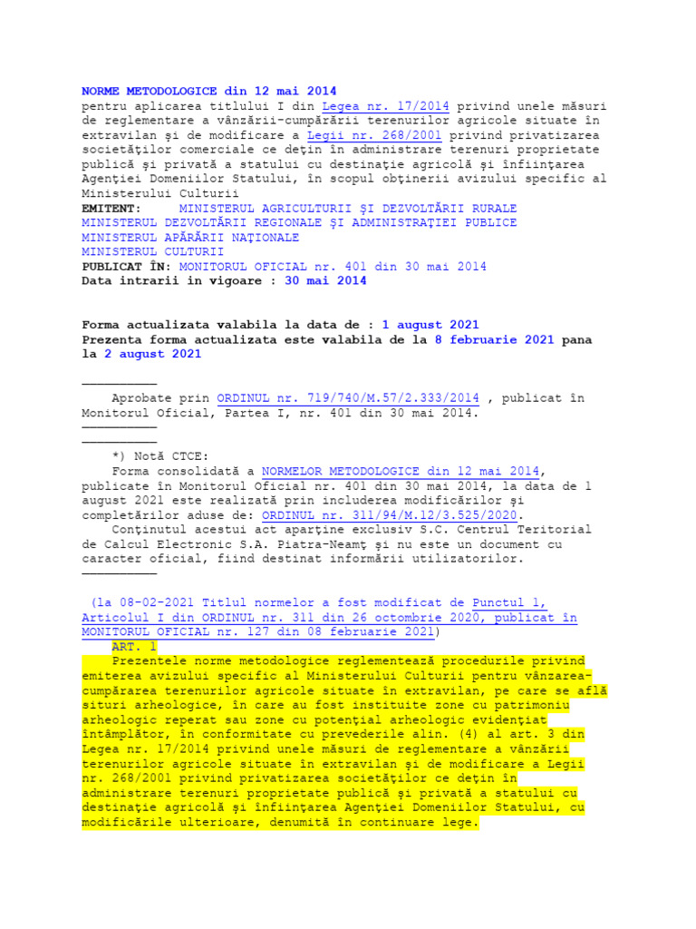 Anexa 3 Ordin 719 - NORME METODOLOGICE Din 12 Mai 2014 | PDF