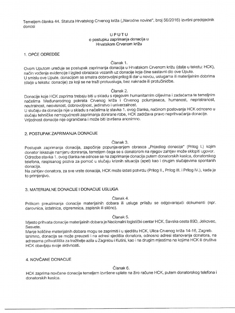 1 Uputa o Postupku Zaprimanja Donacija U HCK, 1.12.20 | PDF