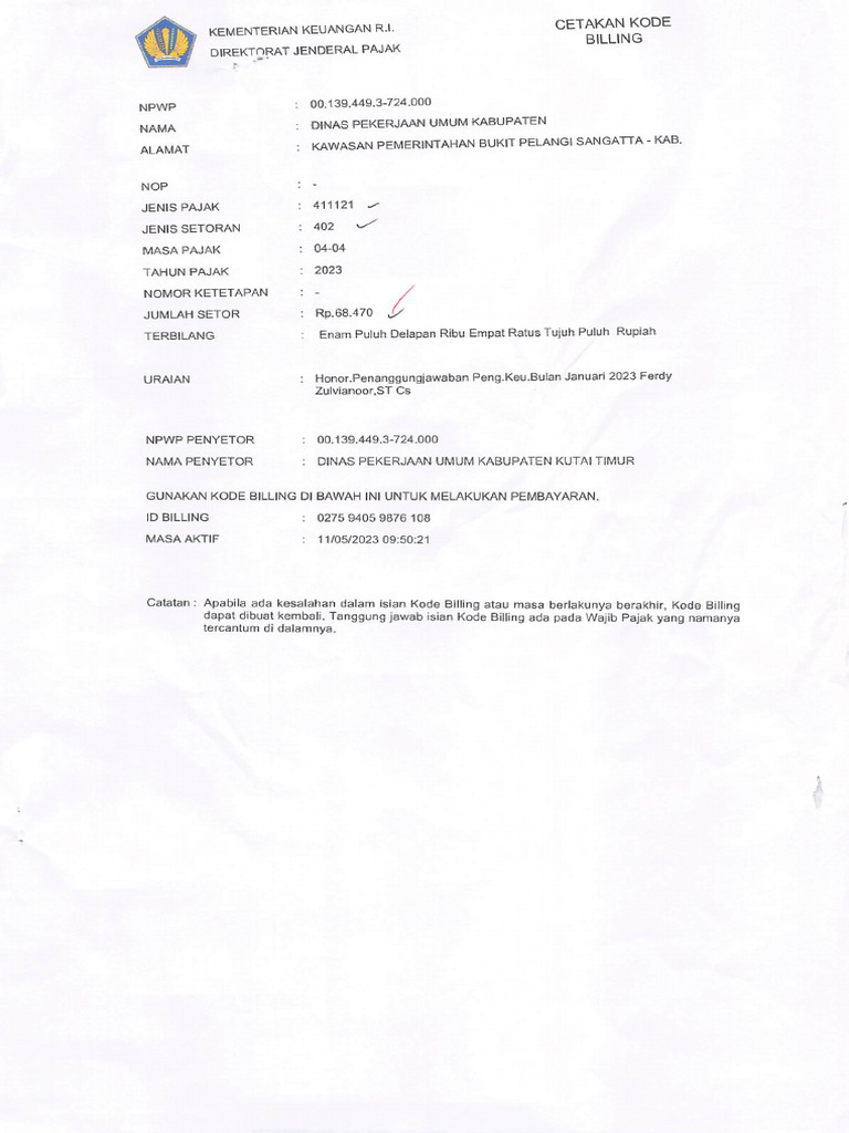 Scan Pajak - GU1 - M.Wahau - Pemeliharaan Rutin Jalan | PDF