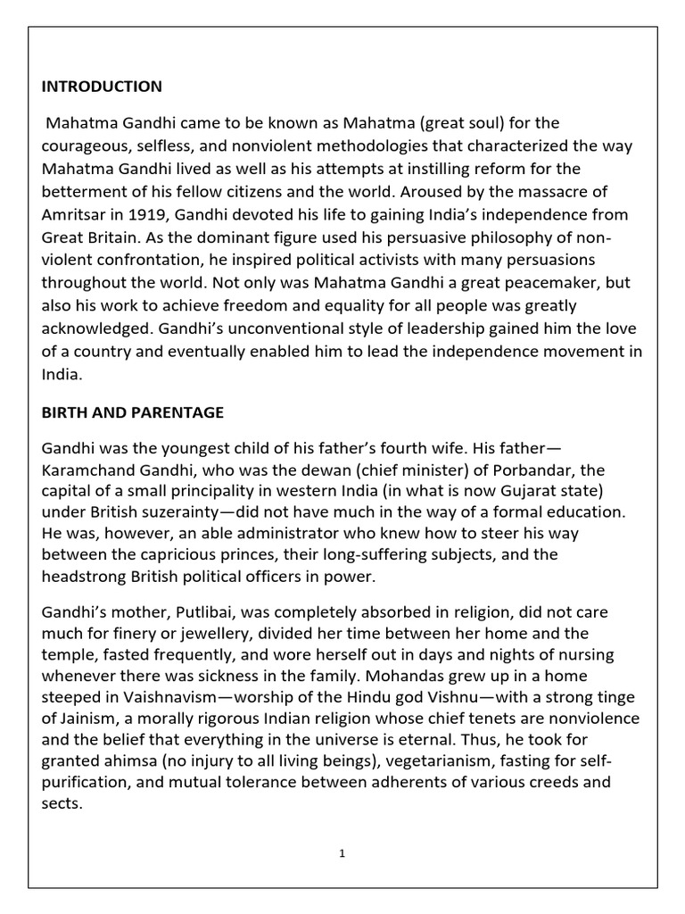 Introductio 1 | PDF | Mahatma Gandhi | Indian Nationalism