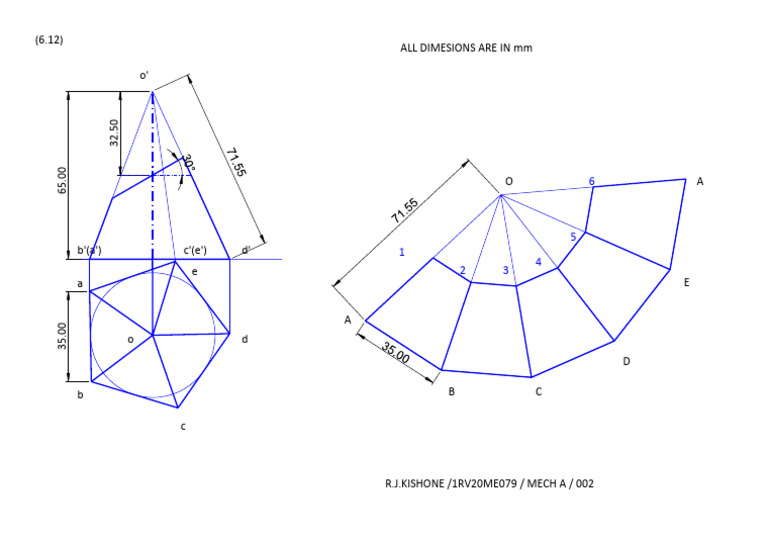 Development of Pentagonal Pyramid | PDF