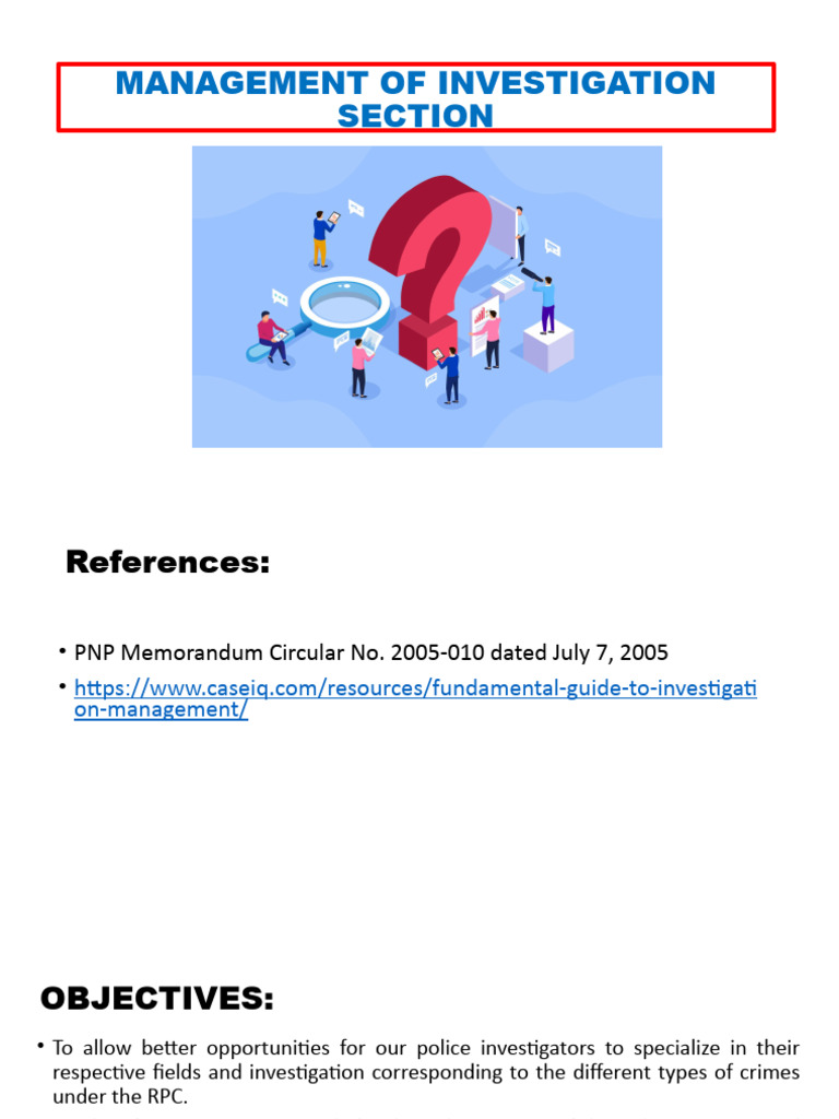 Management of Investigation Section | PDF | Detective | Police