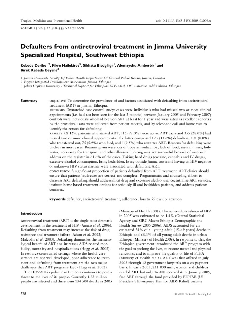 Tropical Med Int Health - 2008 - Deribe - Defaulters From ...