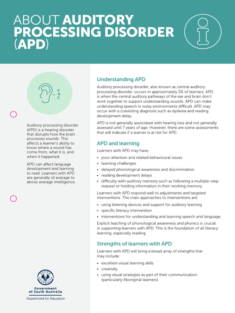 Auditory Processing Disorder Practice Guidance | PDF | Learning | Cognition