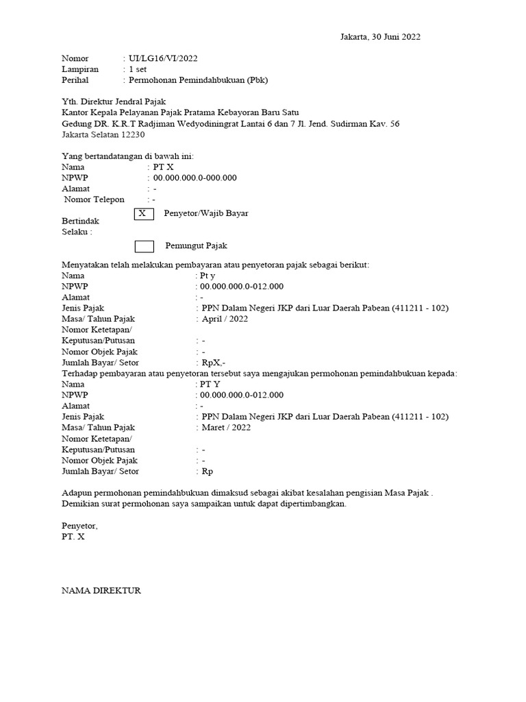 Surat Permohonan PBK JKPLN | PDF