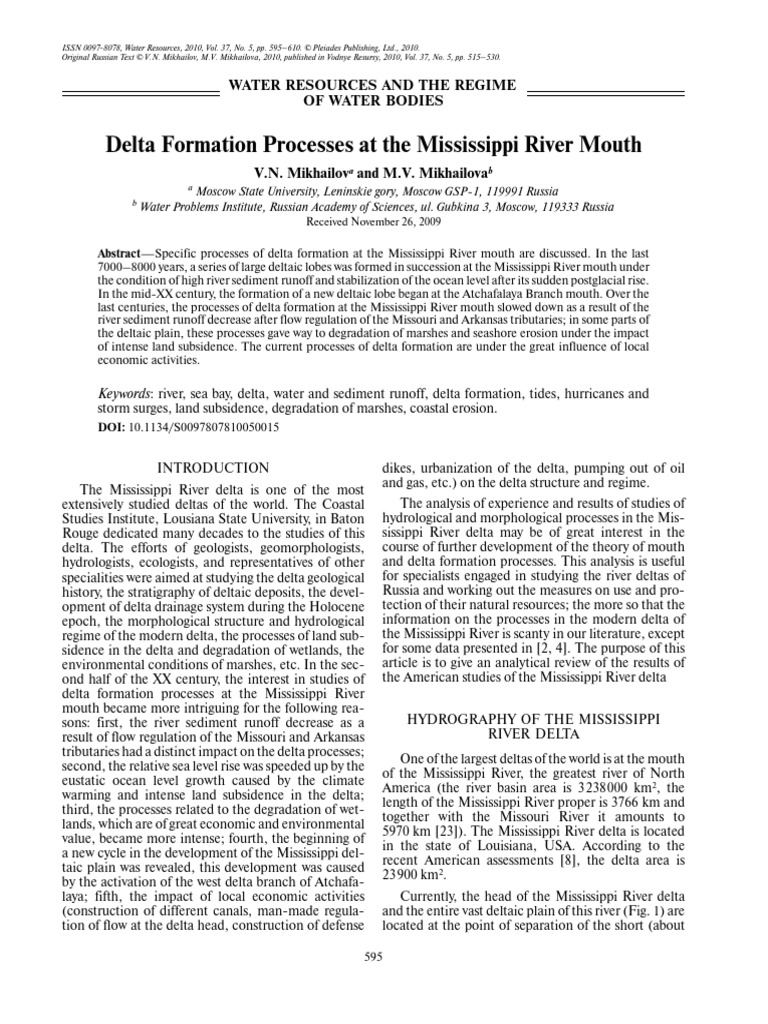 Water Resources and The Regime of Water Bodies Delta Formation Process ...