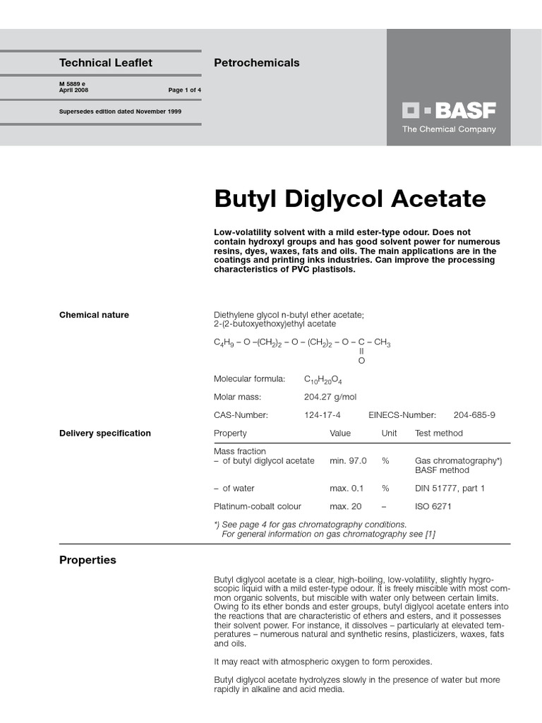Butyl Diglycol Acetate | PDF | Physical Chemistry | Chemical Substances