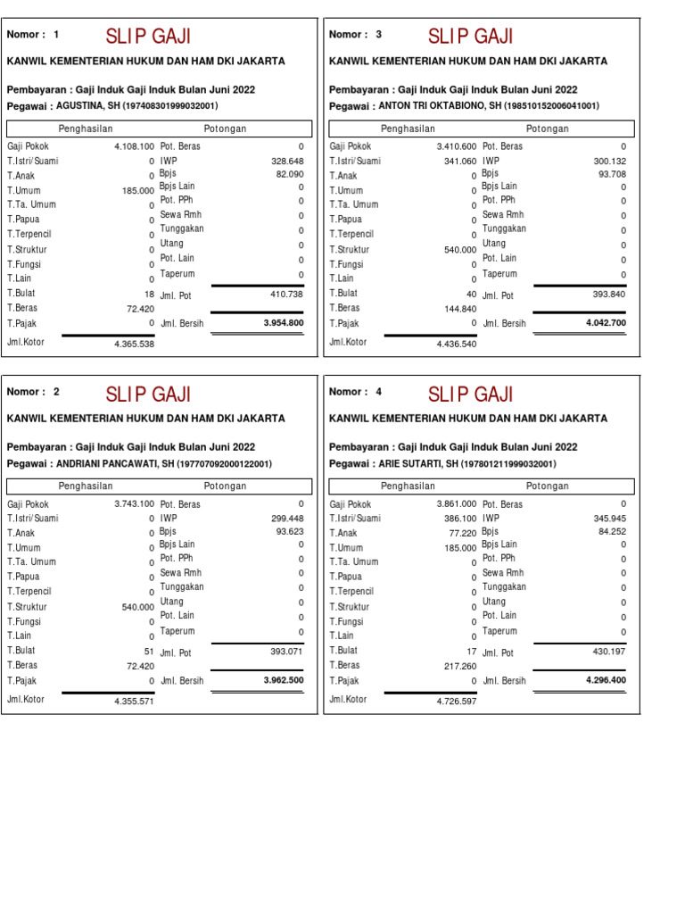 Golongan III (Slip Gaji Juni 2022) | PDF